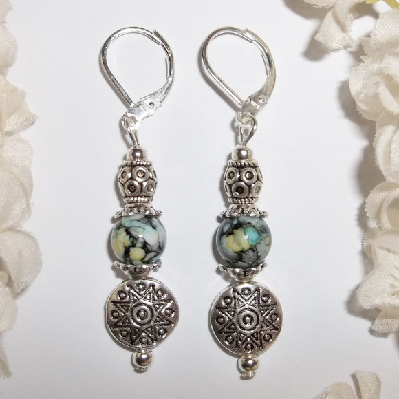 wvluckygirl | Jewelry | Earring Dangle Drop Silver Lever Back Turquoise ...